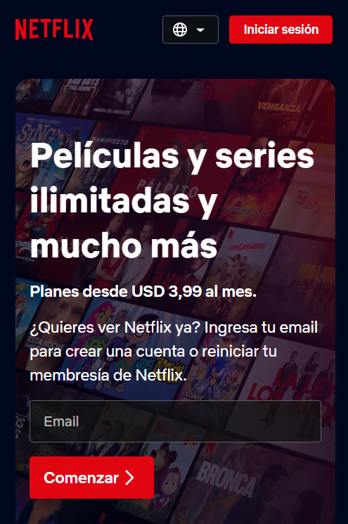 Iniciar sesión en Netflix desde la aplicación móvil